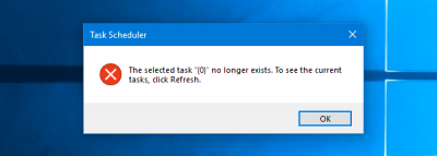 The selected task "{0}" no longer exists in Task Scheduler on Windows 11