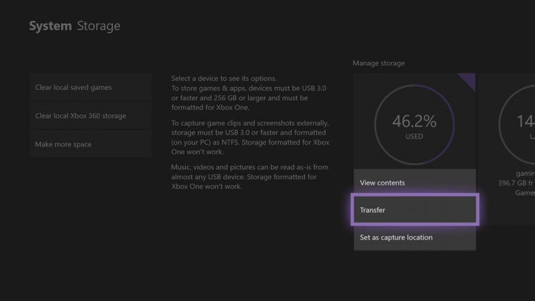How to transfer Xbox One Games and Apps to external Hard Drive