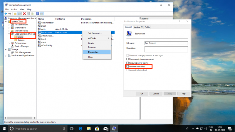 How to Enable or Disable a Windows 10 User Account