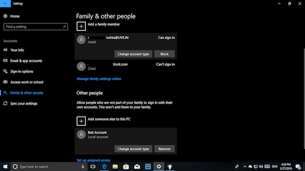 How To Manage Microsoft And User Accounts In Windows 10