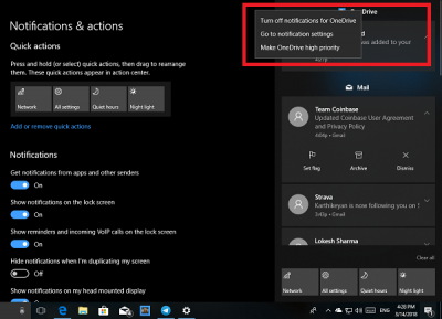 How to customize Notifications and Action Center on Windows 10