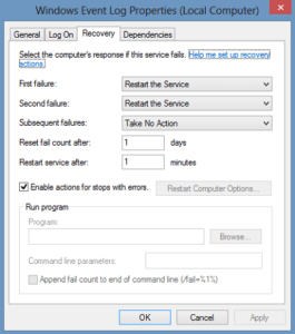 Windows Event Log Service not starting or is unavailable