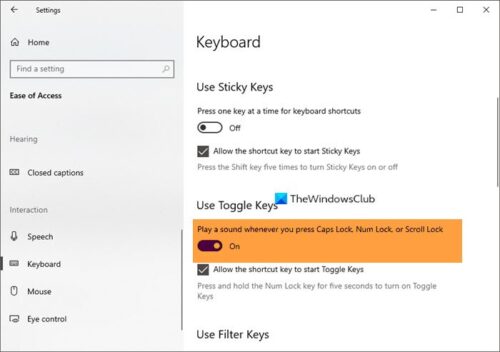 Enable Caps Lock, Num Lock, Scroll Lock warning in Windows 11