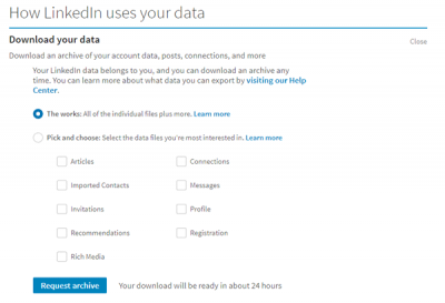 How to download LinkedIn Data using LinkedIn Data Export Tool
