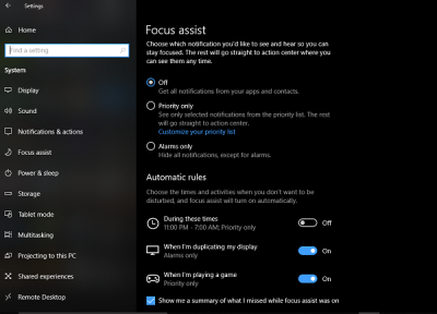 How to disable or, enable & configure Focus Assist on Windows 11