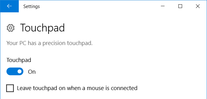 How to disable Touchpad when external Mouse is attached to Windows 10