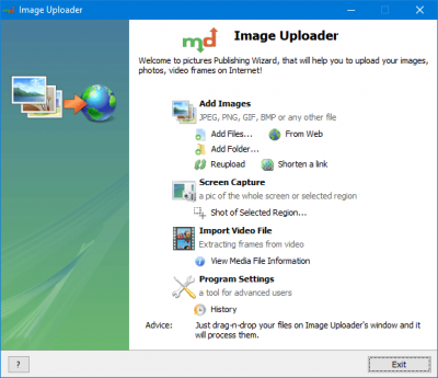 Image Uploader lets you upload images to more than 50 sites