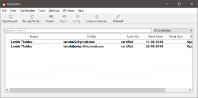 Sign and Encrypt files using OpenPGP certificates with Kleopatra.