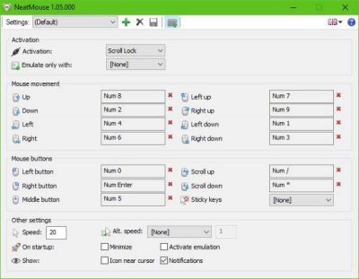 How to move the Mouse Cursor using Keyboard with NeatMouse