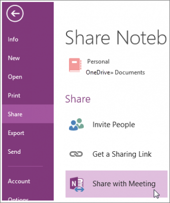 How to Share OneNote notebook during a meeting