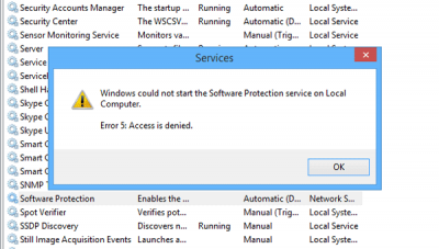 Windows could not start the Software Protection service