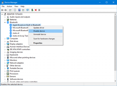 Windows was unable to connect with your Bluetooth network device