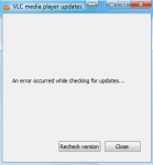 An error occurred while checking for updates in VLC