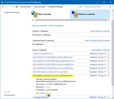 Click here to enter your most recent credentials in Windows 11