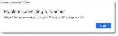 Scanner not working on Windows; Problem connecting to scanner