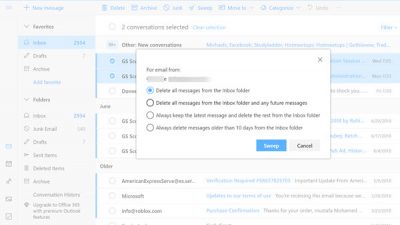 Organize Outlook.com inbox with Archive, Sweep, and Move tools