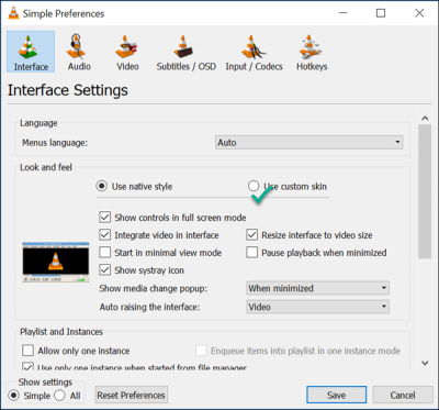 How to customize VLC Media Player interface