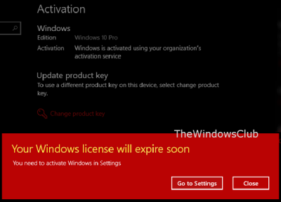 Your Windows license will expire soon but Windows is activated
