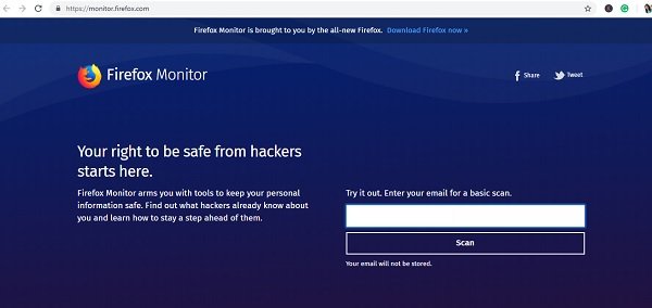 Firefox Monitor checks if your online data was stolen