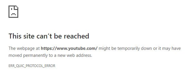 Fix ERR_QUIC_PROTOCOL_ERROR in Google Chrome Fix ERR_QUIC_PROTOCOL_ERROR in Google Chrome