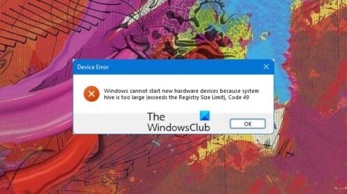 Windows cannot start new hardware device, Error Code 49
