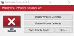 Disable Windows Defender permanently using Defender Control