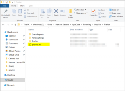Your Firefox profile cannot be loaded, It may be missing or inaccessible