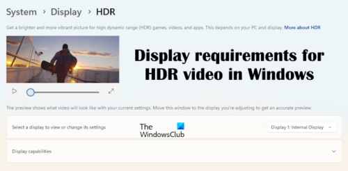 Display requirements for HDR video in Windows 11