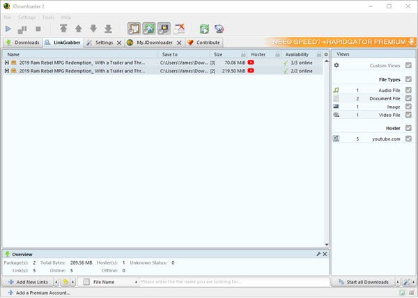 JDownloader is an advanced download manager for Windows