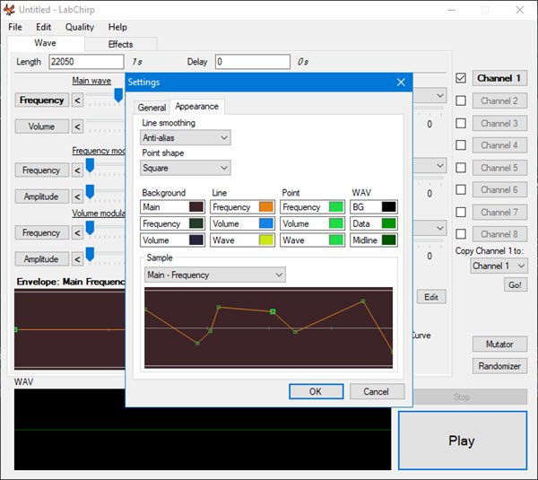 LabChirp: Free Sound Effect Generator software for Windows PC