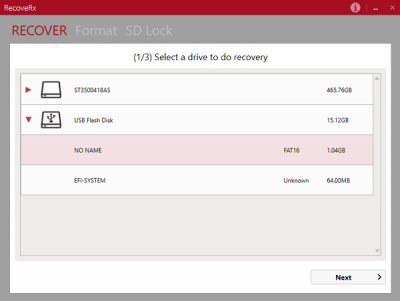 RecoveRx lets you recover erased files from storage devices