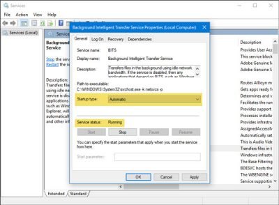 Windows could not start the Windows Update service on Local Computer