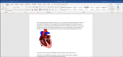 How to add animated 3D Graphics to Word document