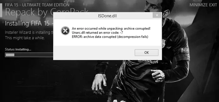 ISDone.dll error, Unarc.dll returned error code on Windows 11 ISDone.dll error, Unarc.dll returned error code on Windows 11