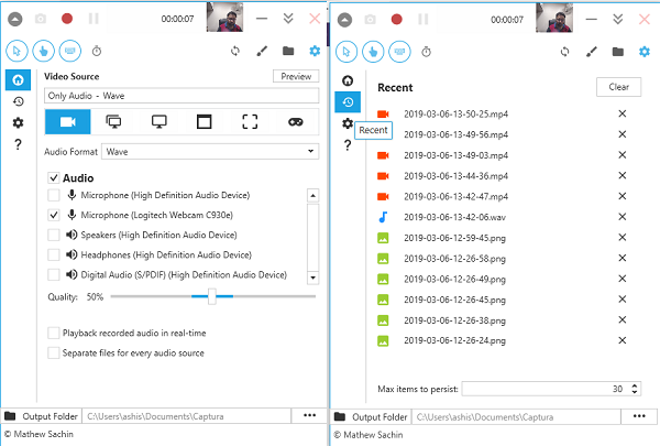 Capture screen, webcam, record audio, track mouse clicks, keystrokes