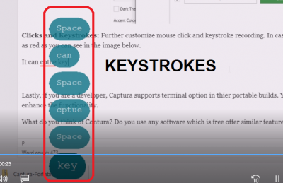 Capture screen, webcam, record audio, track mouse clicks, keystrokes