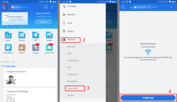 How to transfer files between Android and Windows using ES File Explorer