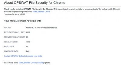OPSWAT File Security for Chrome scans downloaded files