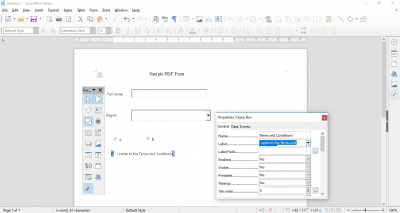 How to create a fillable PDF form in LibreOffice