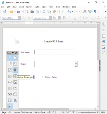 How to create a fillable PDF form in LibreOffice