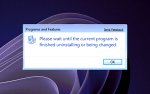 Please wait until the current program is finished uninstalling or being changed