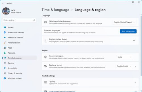 How to change Keyboard Layout in Windows 11