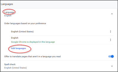 Change User Interface language for Chrome or Firefox browser