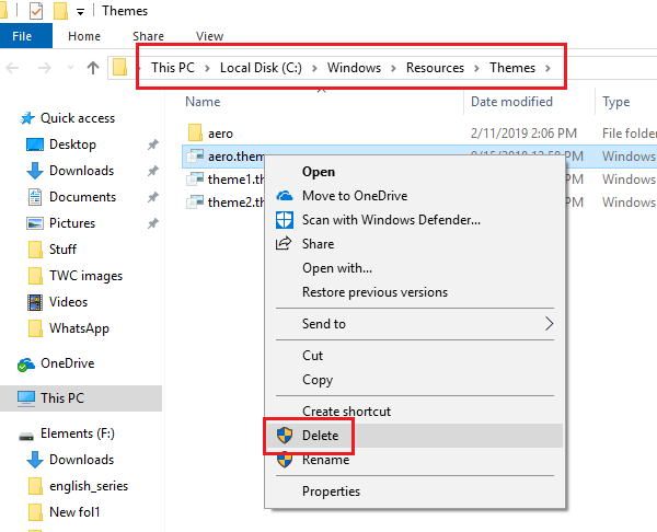 Windows can't find one of the files in this theme