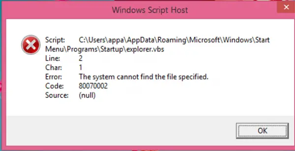 Fix Windows Script Host error on Windows 11/10 startup Fix Windows Script Host error on Windows 11/10 startup