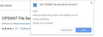 OPSWAT File Security for Chrome scans downloaded files