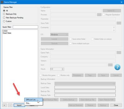 Game Backup Monitor lets you backup games automatically