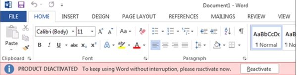 What happens if Microsoft Office is not activated or unlicensed?