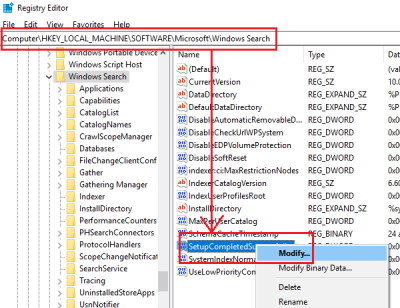 Windows Search Indexing keeps restarting from scratch after reboot