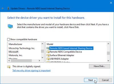 USB tethering not working on Windows 11 PC